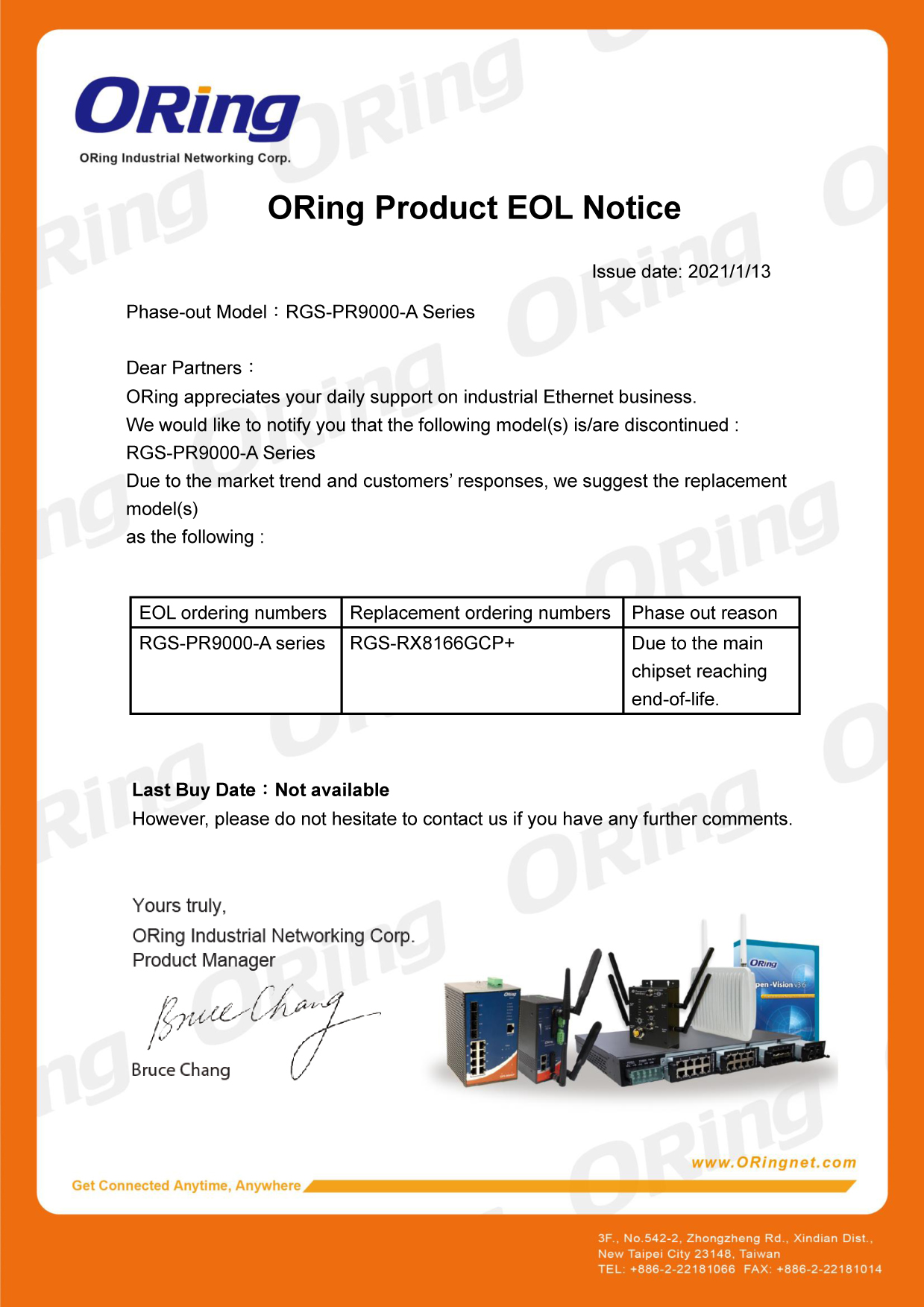 Phase-out Model：RGS-PR9000-A Series
